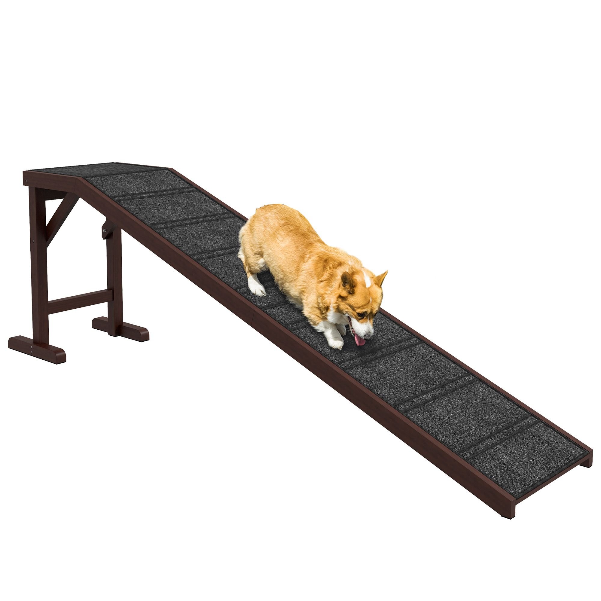 Dog Ramp Pet Ramp for Bed with Non-Slip Carpet, Top Platform, 74
